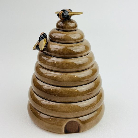 Source Unknown | Dining | 985 Honey Pot Bee Hive Brown Ceramic Glazed ...